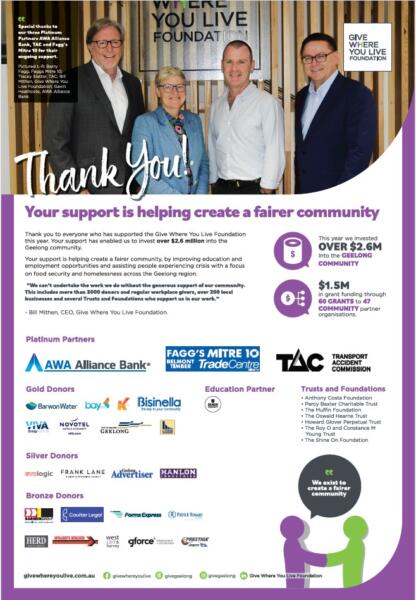 Thank you for helping create a fairer community - Give Where You Live